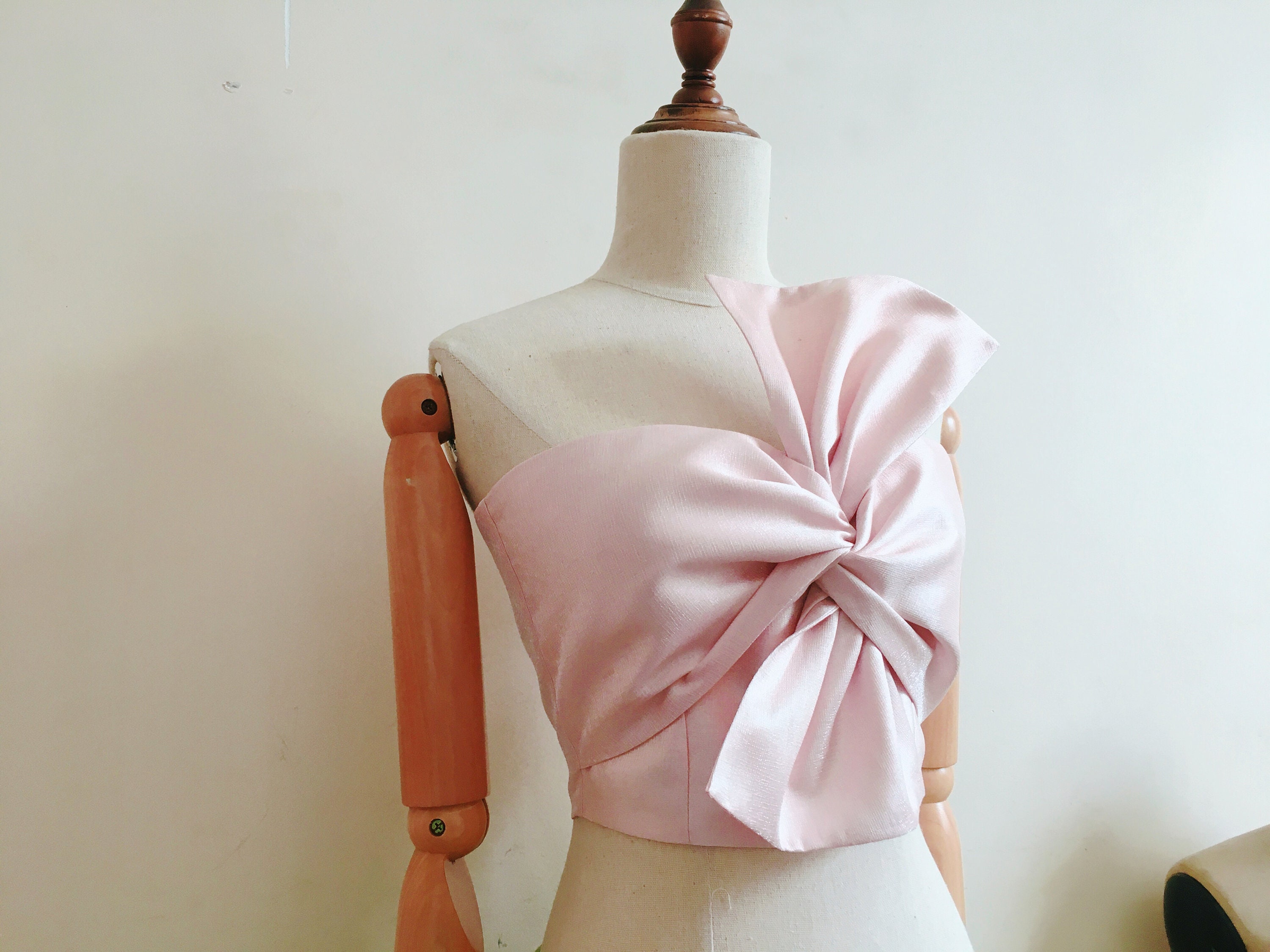 Red Purl Taffeta BOW BUSTIER TOP/ Twisted off the Shoulder Top - Etsy