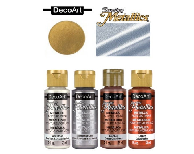 Deco Art Extreme Sheen 2 Oz Metallic Paint Set of 4 Champaign Gold 24K ...