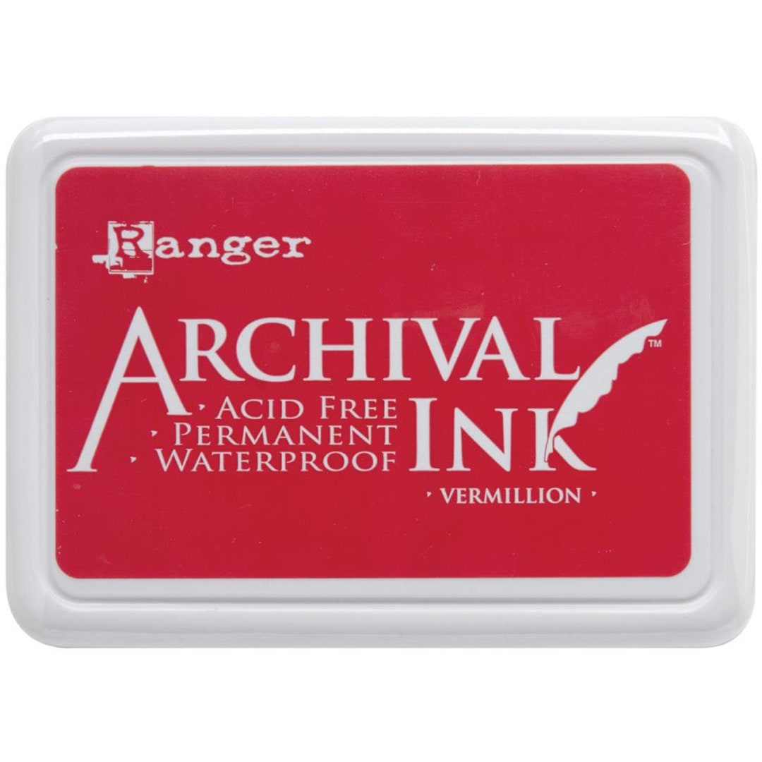 Stamp Ink Pad Vermillion Red Ranger Archival Rubber/clear Cling Stamp ...