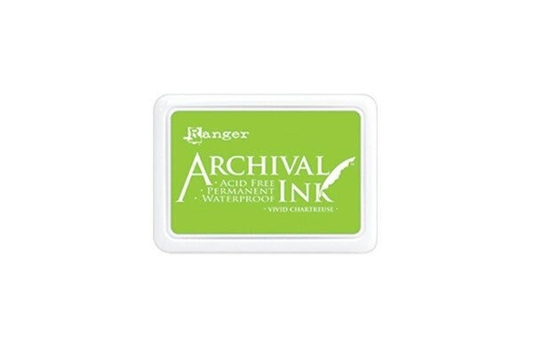 Stamp Ink Pad Vivid Chartreuse Ranger Archival Rubber/clear Cling Stamp ...