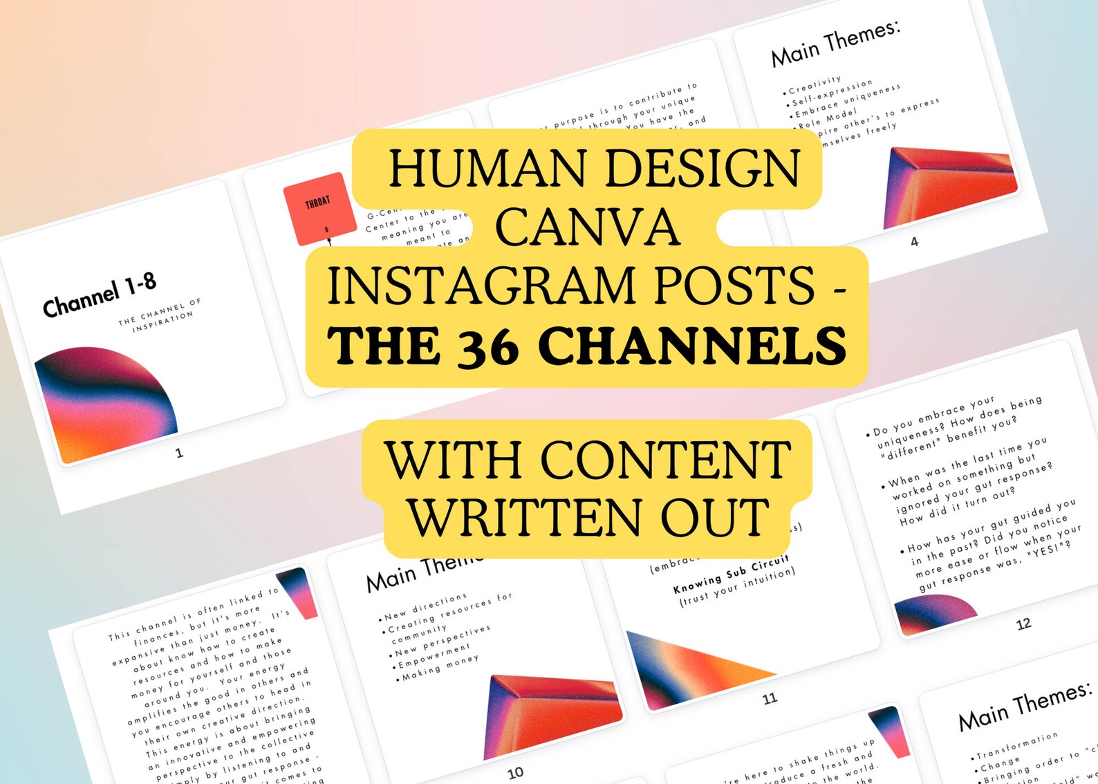 Human Design Canva Templates the 36 Channels | Human Design Instagram ...