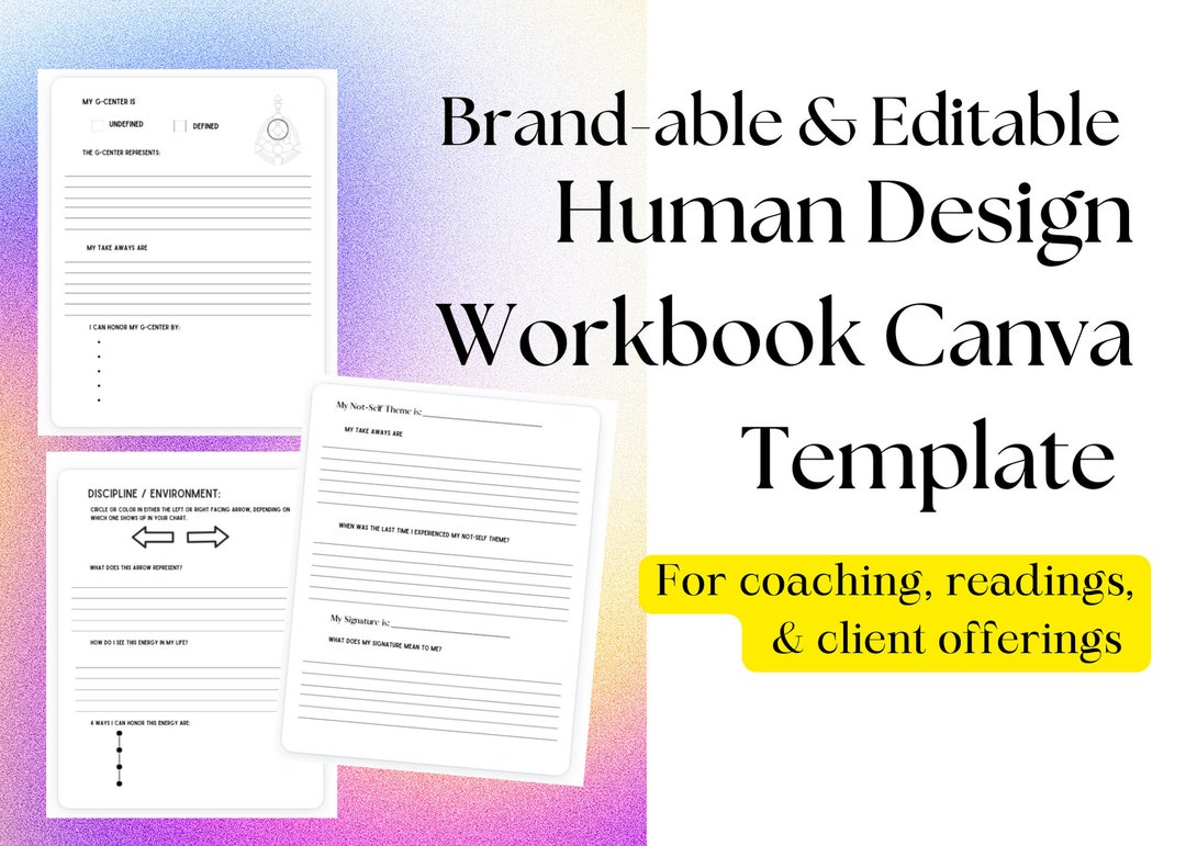 Human Design Workbook Canva Template Human Design Workbook Template for ...