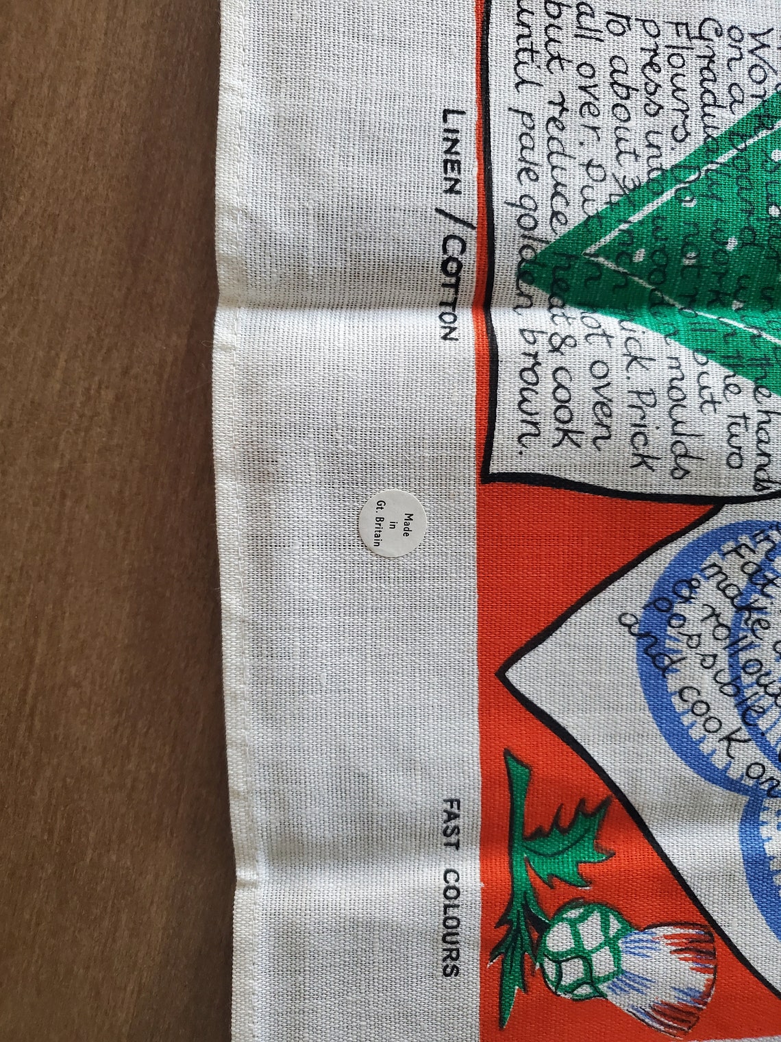 Vintage Made in Scotland Tea Cloth Mid Century Moder Bright Colors ...