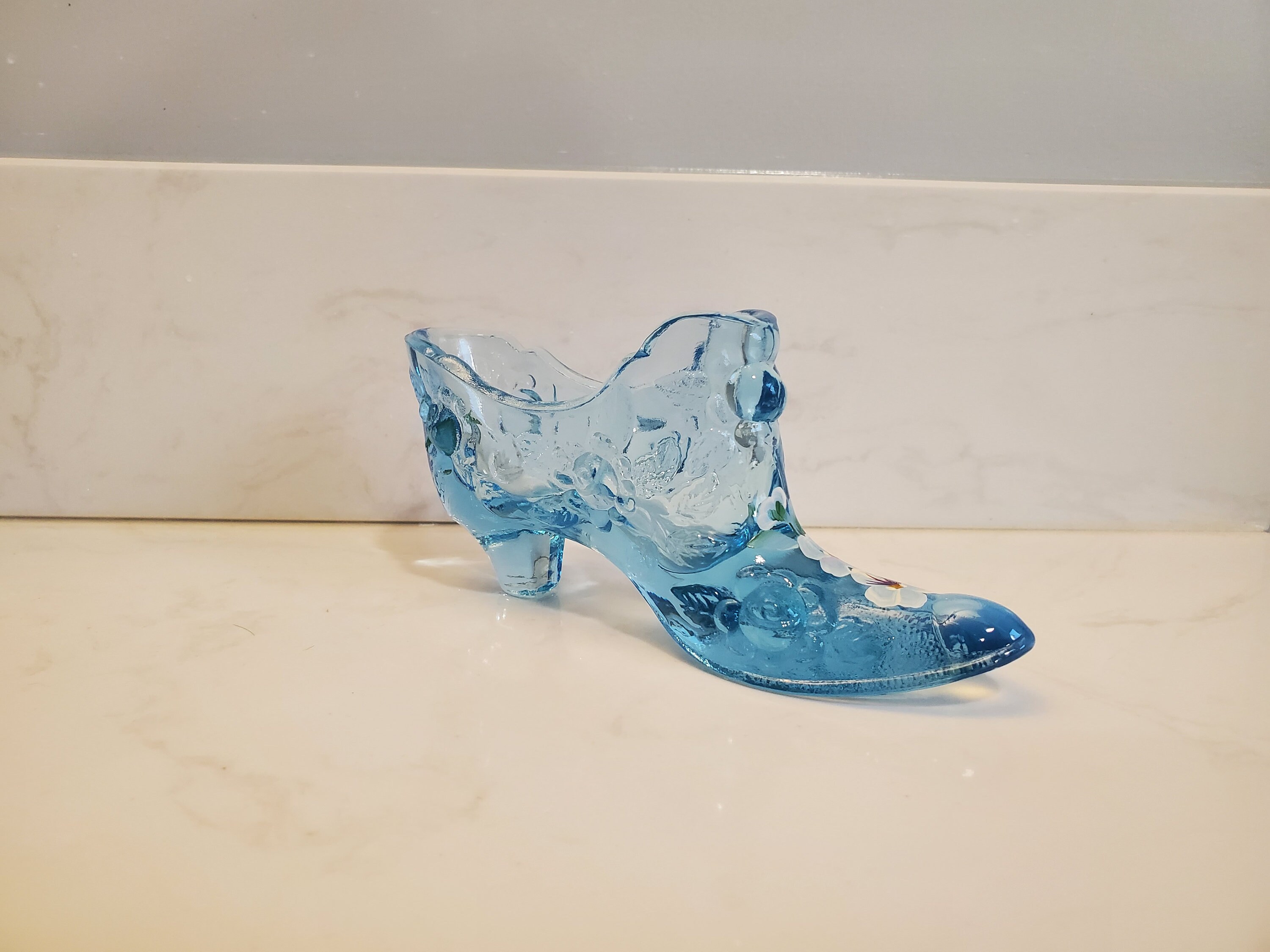 Vintage Fenton Pale Blue Shoe Handpainted by M Schliden Light Blur ...