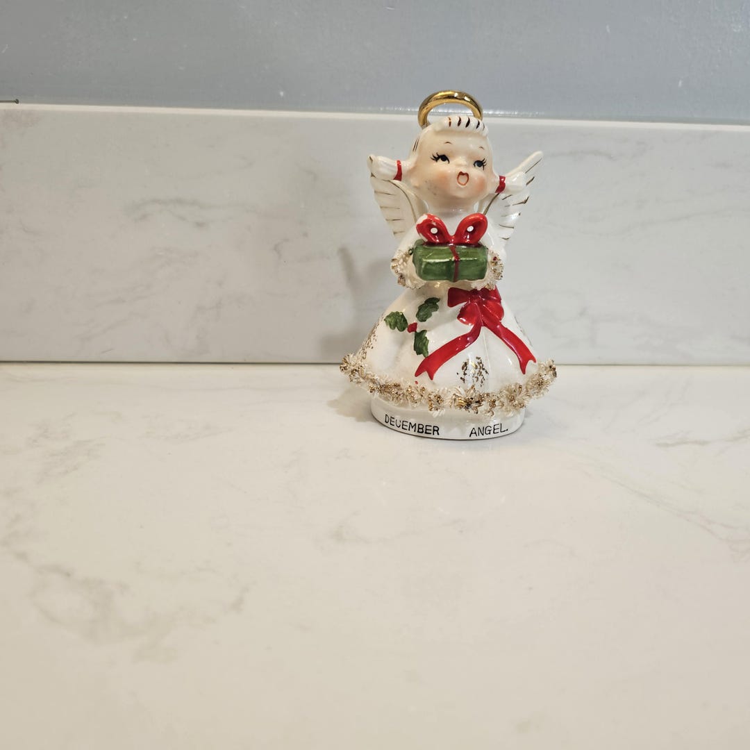 Vintage Lefton Birthday Angel December Birthday Girl Holding a Gift ...
