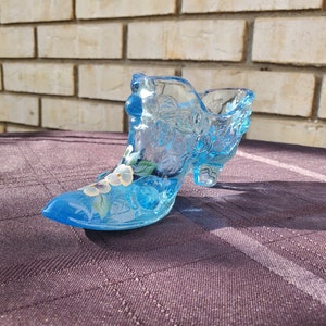 Vintage Fenton Pale Blue Shoe Handpainted by M Schliden Light Blur ...