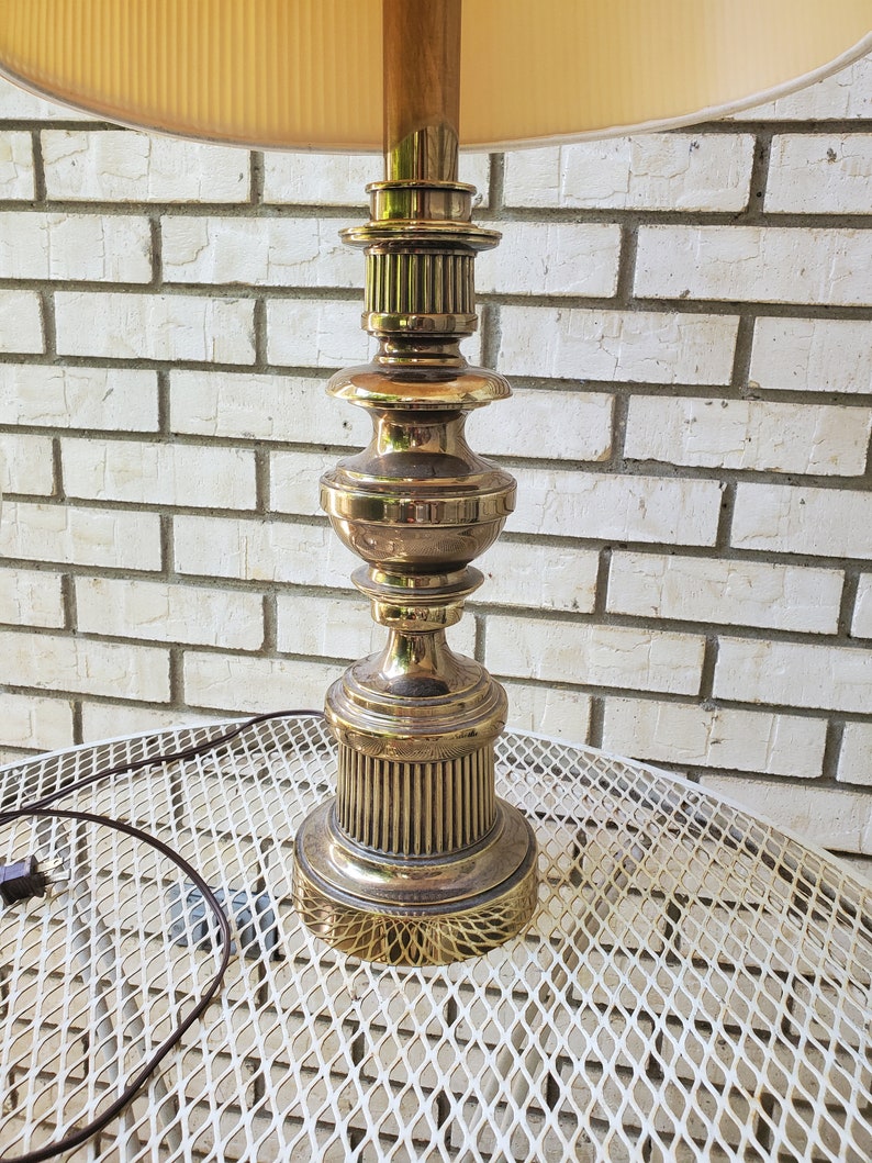 Vintage Stiffel Brass Lamp With Drum Lampshade Table Lamp Bedside Lamp - Etsy