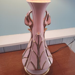 Vintage Pink Ceramic Lamp With Fiberglass Lamp Shade - Etsy