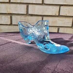 Vintage Fenton Pale Blue Shoe Handpainted by M Schliden Light Blur ...