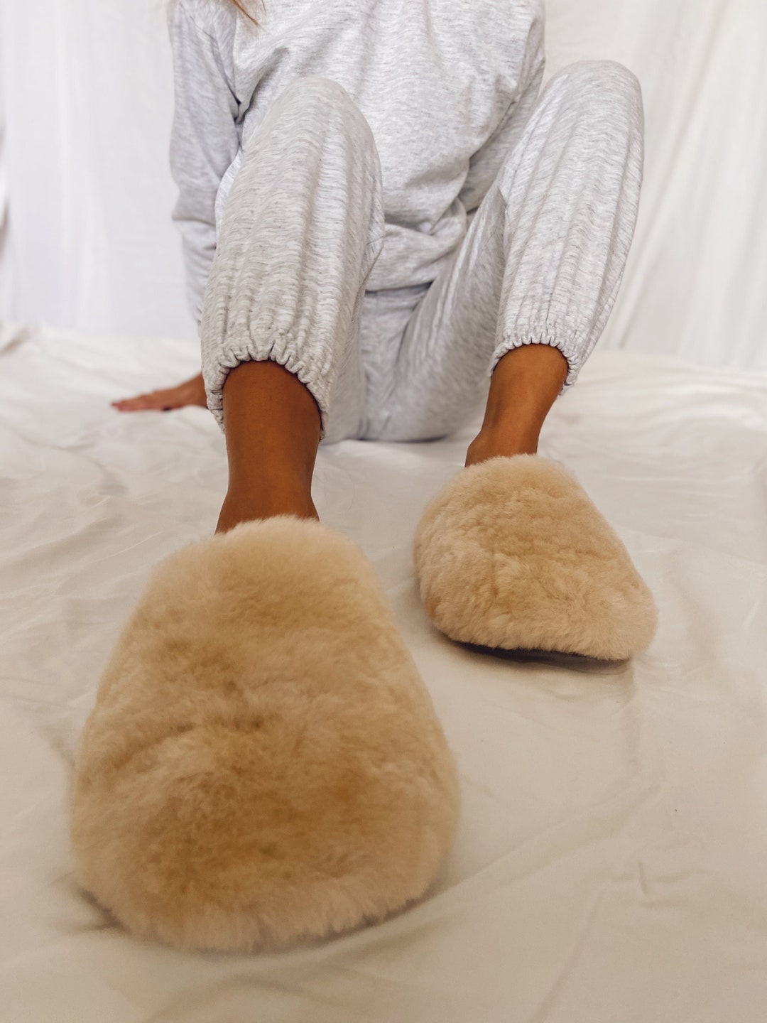 BEIGE ALPACA SLIPPERS - Etsy