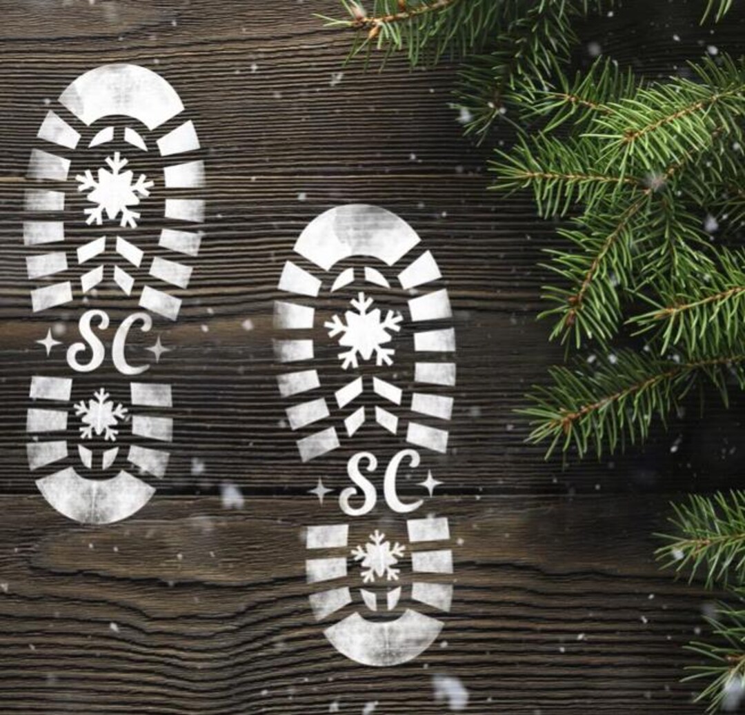 Santa Boot Print Wood Stencils, Christmas Morning Santa Boot, Flour ...