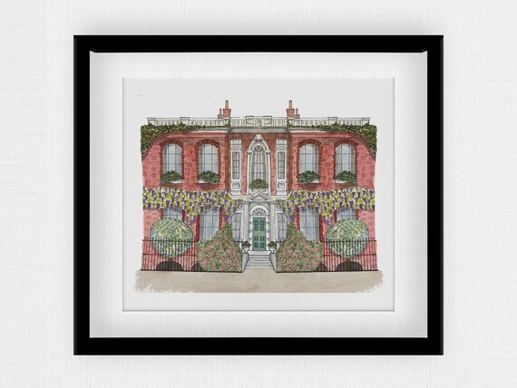 Fictional Historical Family Manor Watercolor Art Print - Etsy