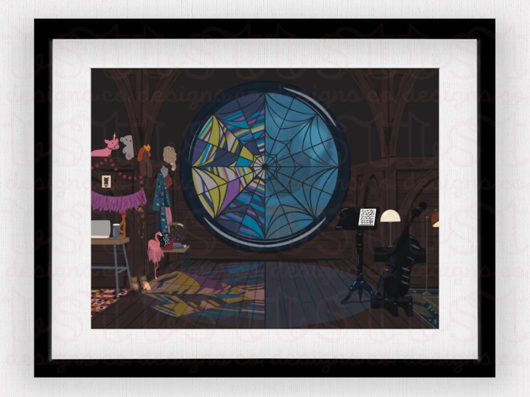 Wednesday Inspired Art Print | Nevermore Dorm Window Poster | Glass ...