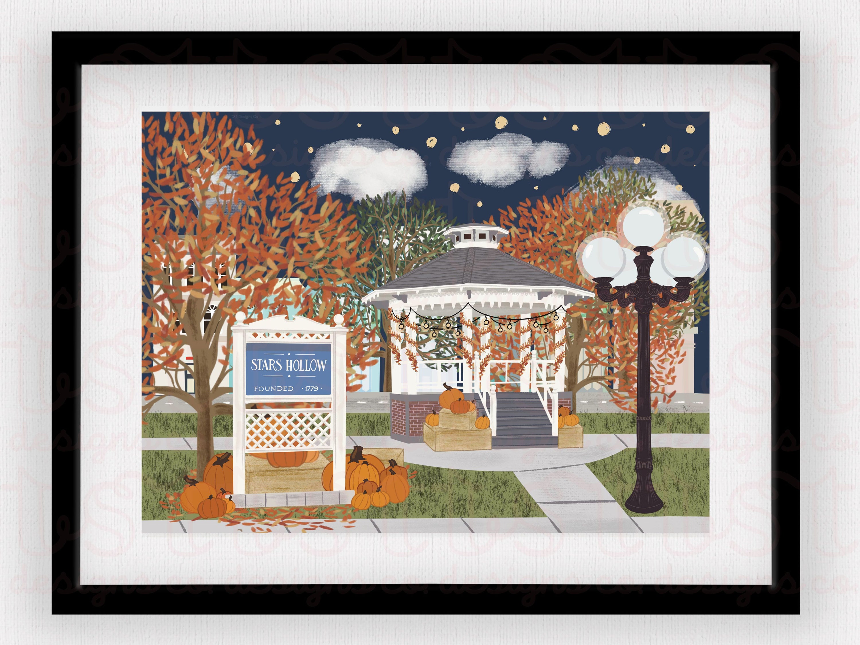 Gilmore Girls Stars Hollow Inspired Art Print Town Square Fall Festival ...