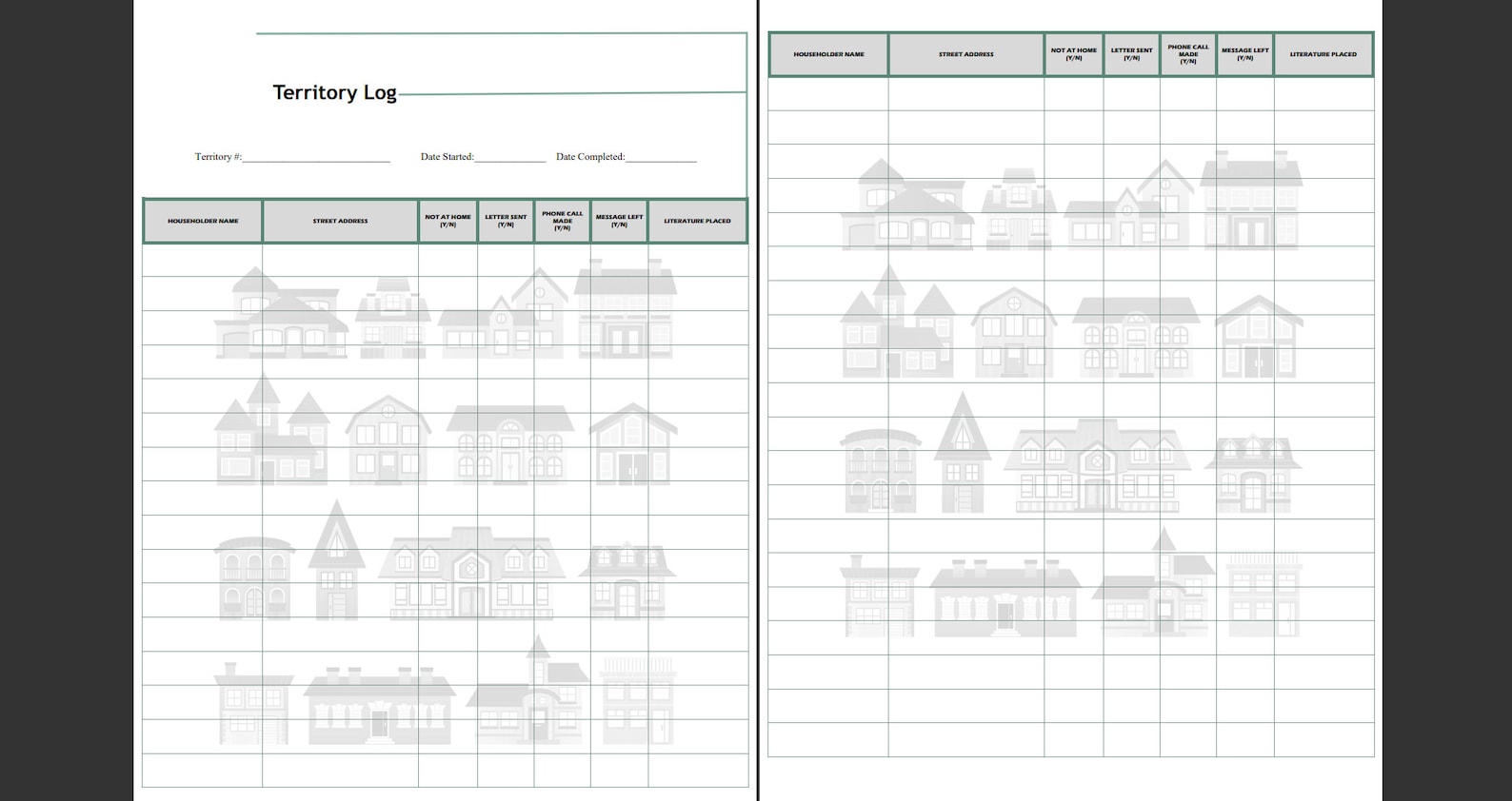 JW Territory Log-house to House/phone/letter Writing - Etsy