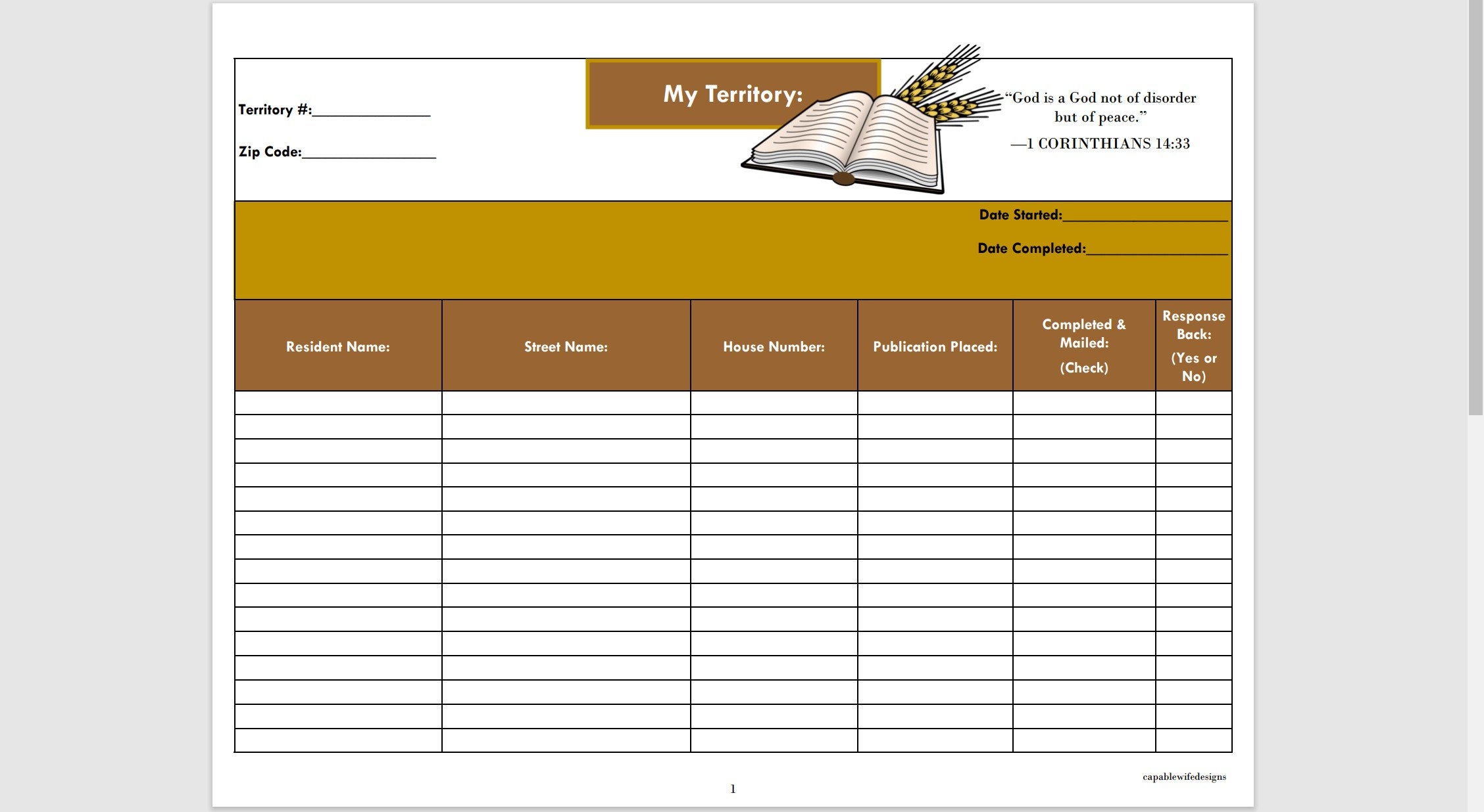 JW Territory Log-letter Writing-bible Design - Etsy