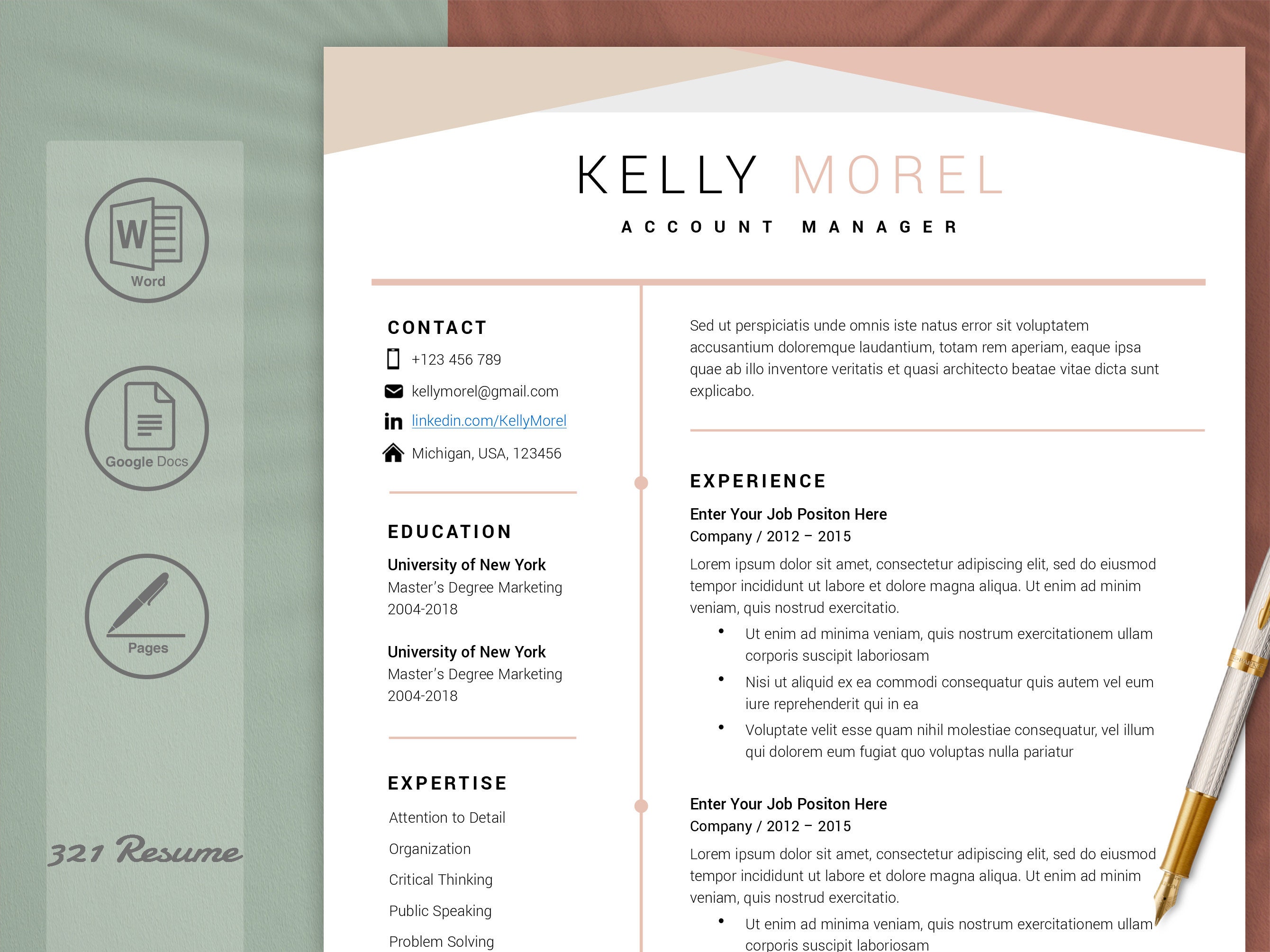 Colorful Resume Template. Creative Resume Template for Word, Google ...