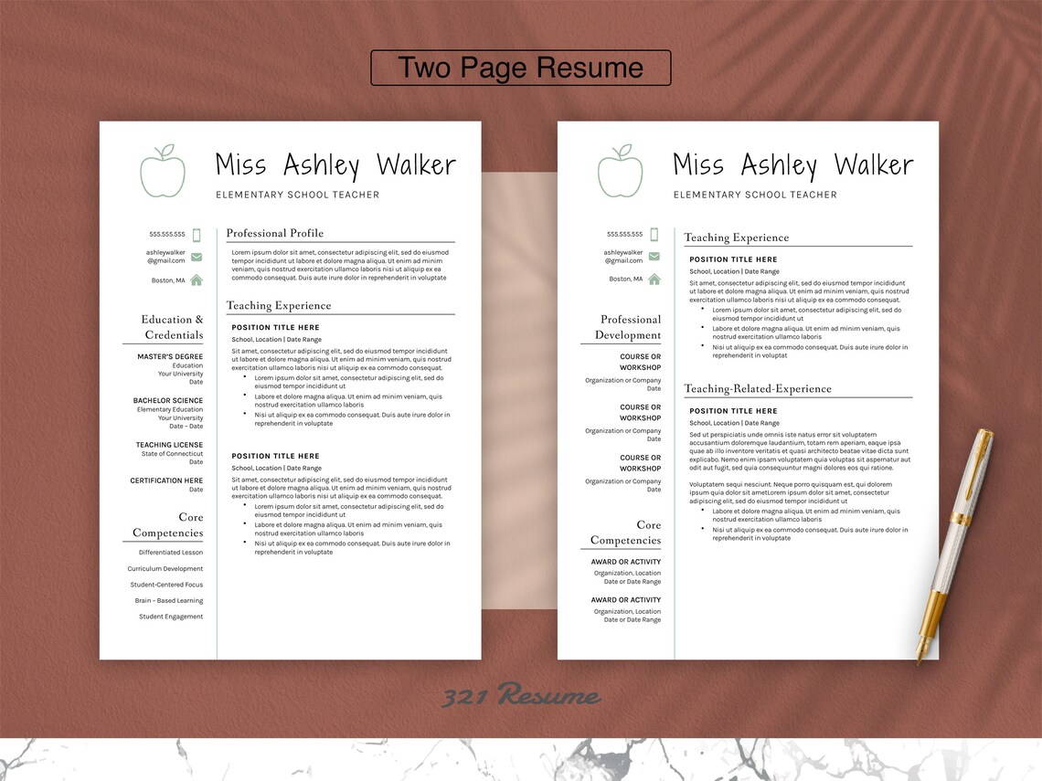 Teacher Resume Template Word Google Docs Pages. Teaching Resume Cv ...
