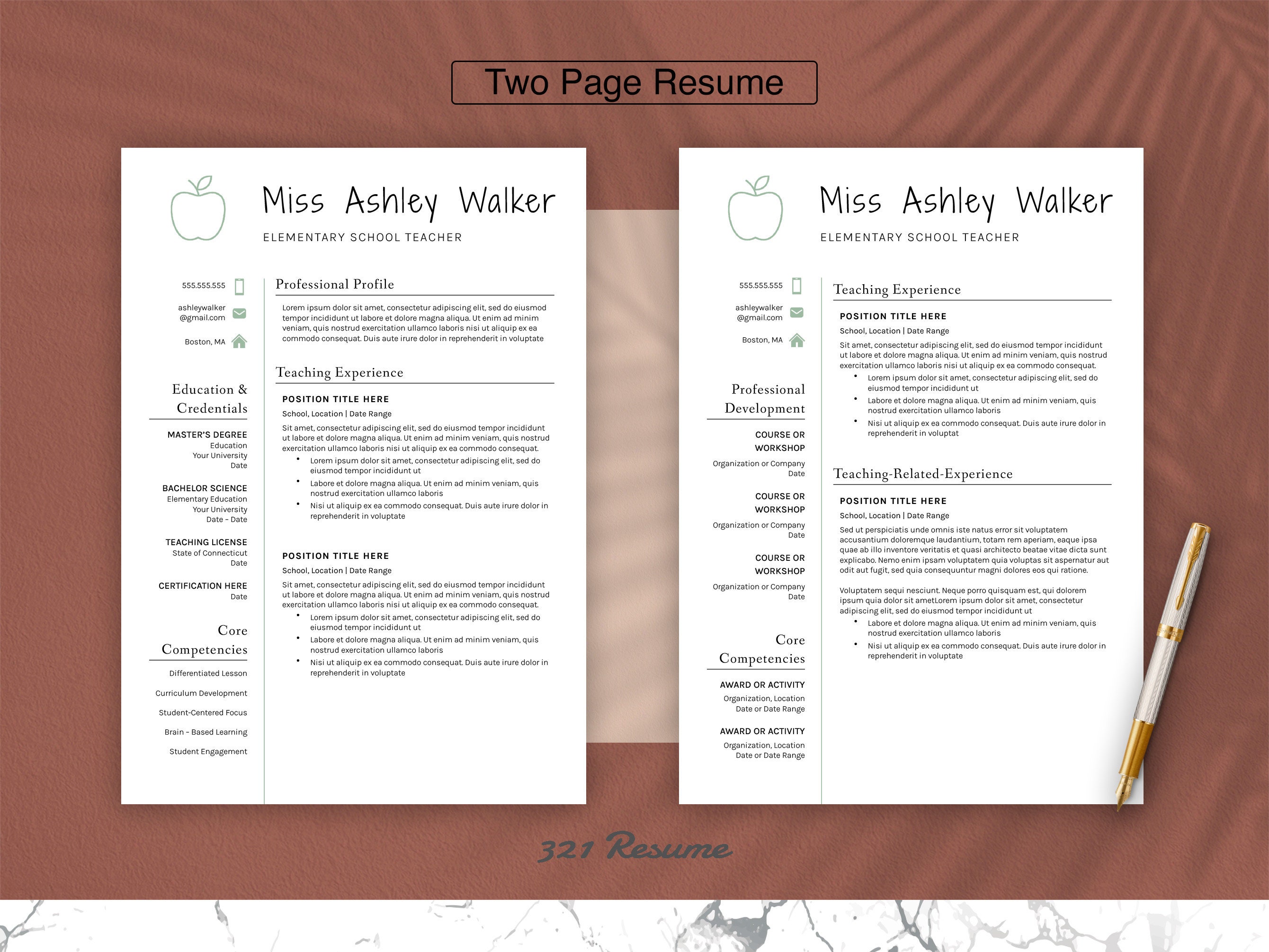 Teacher Resume Template Word Google Docs Pages. Teaching | Etsy Australia