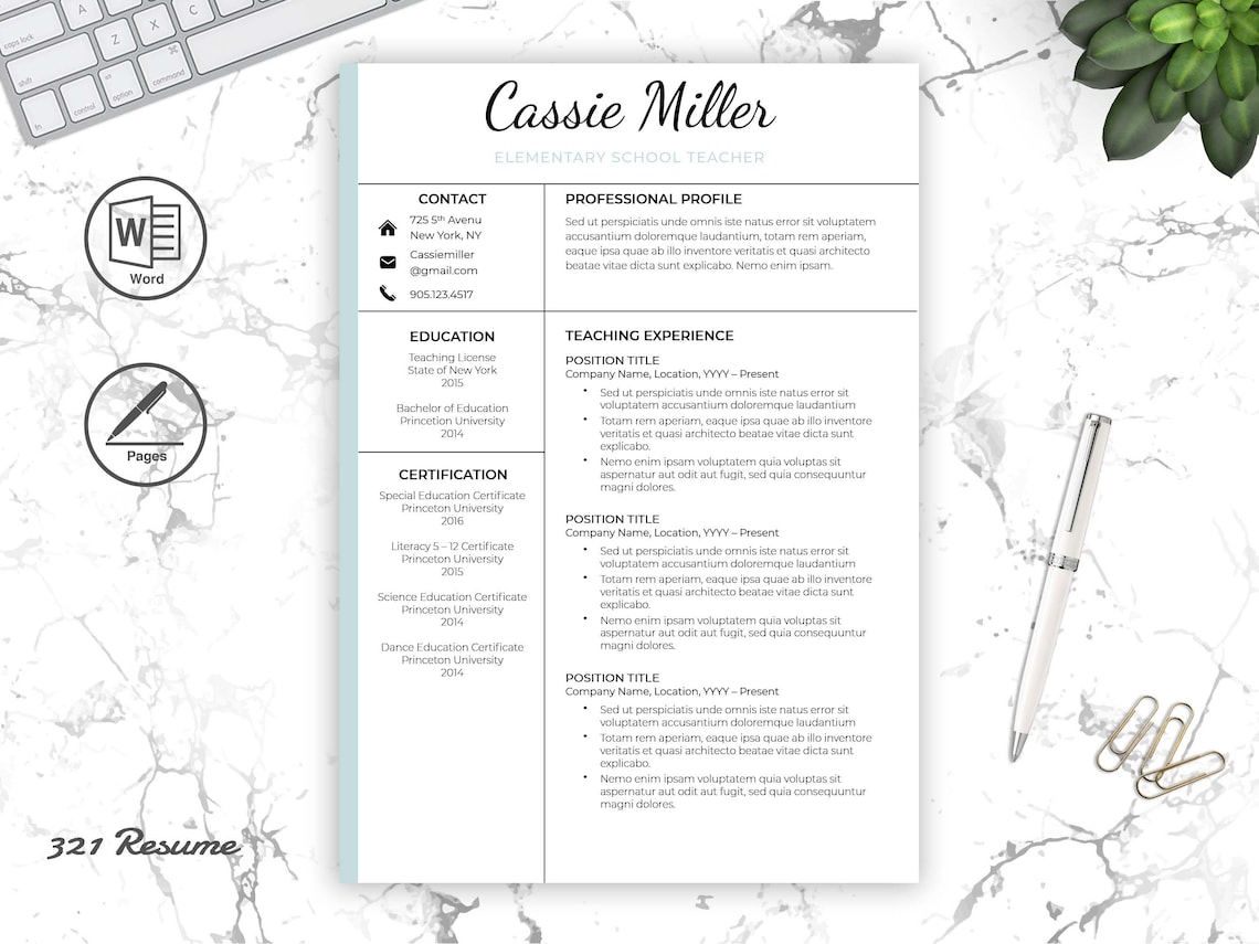Teacher Resume Template Word Pages Teaching Resume Cv Etsy Canada teacher-resume-template-word-pages-teaching-resume-cv-etsy-canada