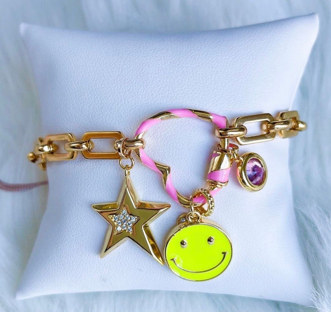 Stainless Steel Smiley Face Bracelet - Etsy