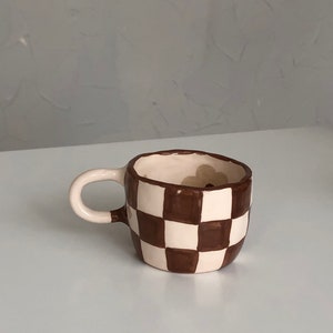 Handmade Checkered Ceramic Mug 200 Ml Handmade Coffee Mugs, Handmade ...