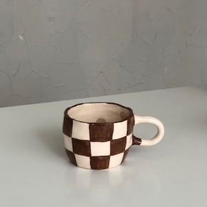 Handmade Checkered Ceramic Mug 200 Ml Handmade Coffee Mugs, Handmade ...