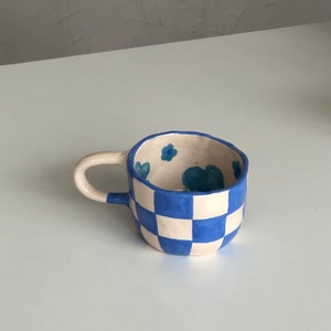 Handmade Checkered Ceramic Mug 200 Ml Handmade Coffee Mugs, Handmade ...