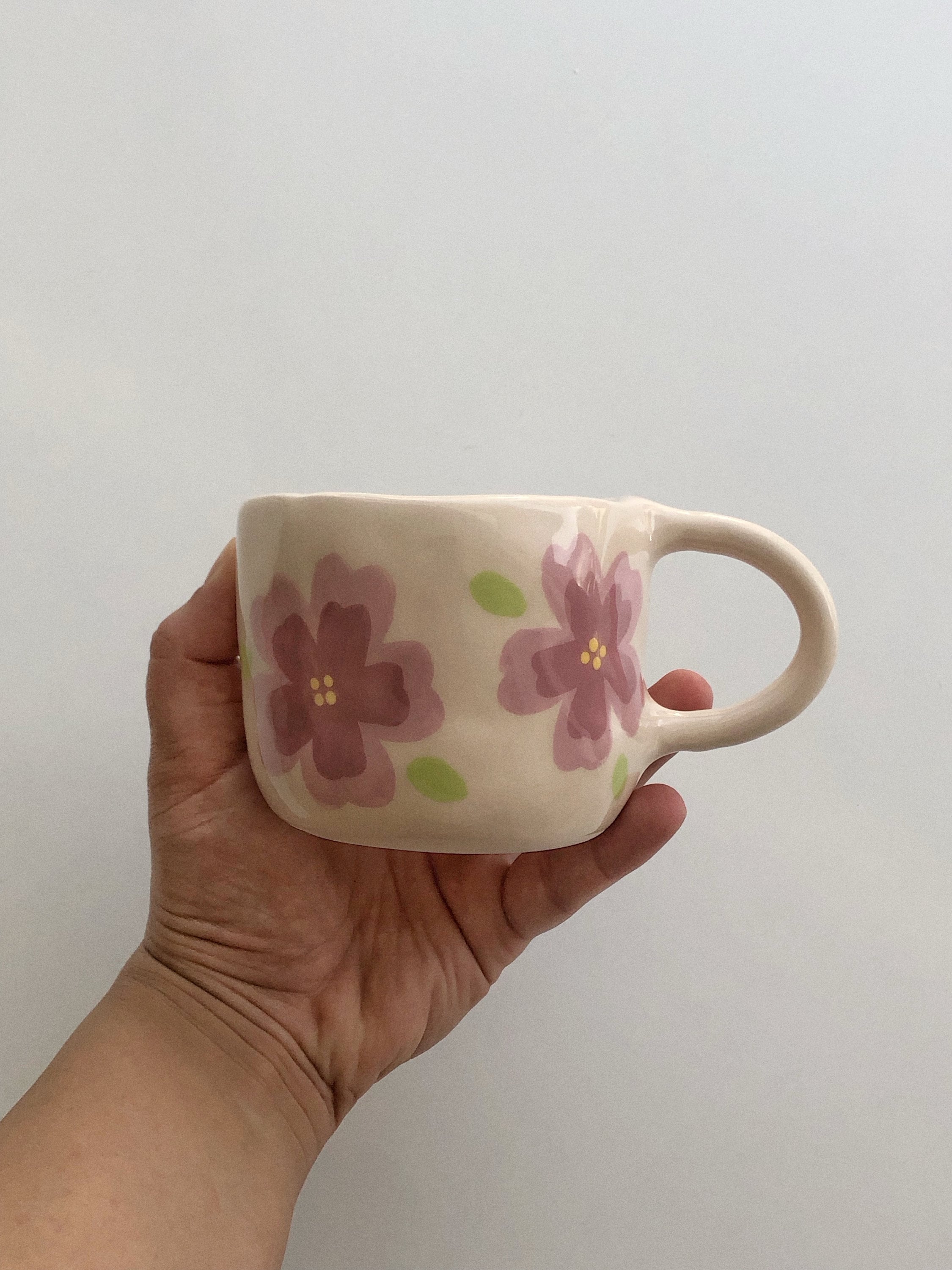 Flowery Handmade Ceramic Mug 250 Ml Handmade Coffee Mugs, Handmade Gift ...