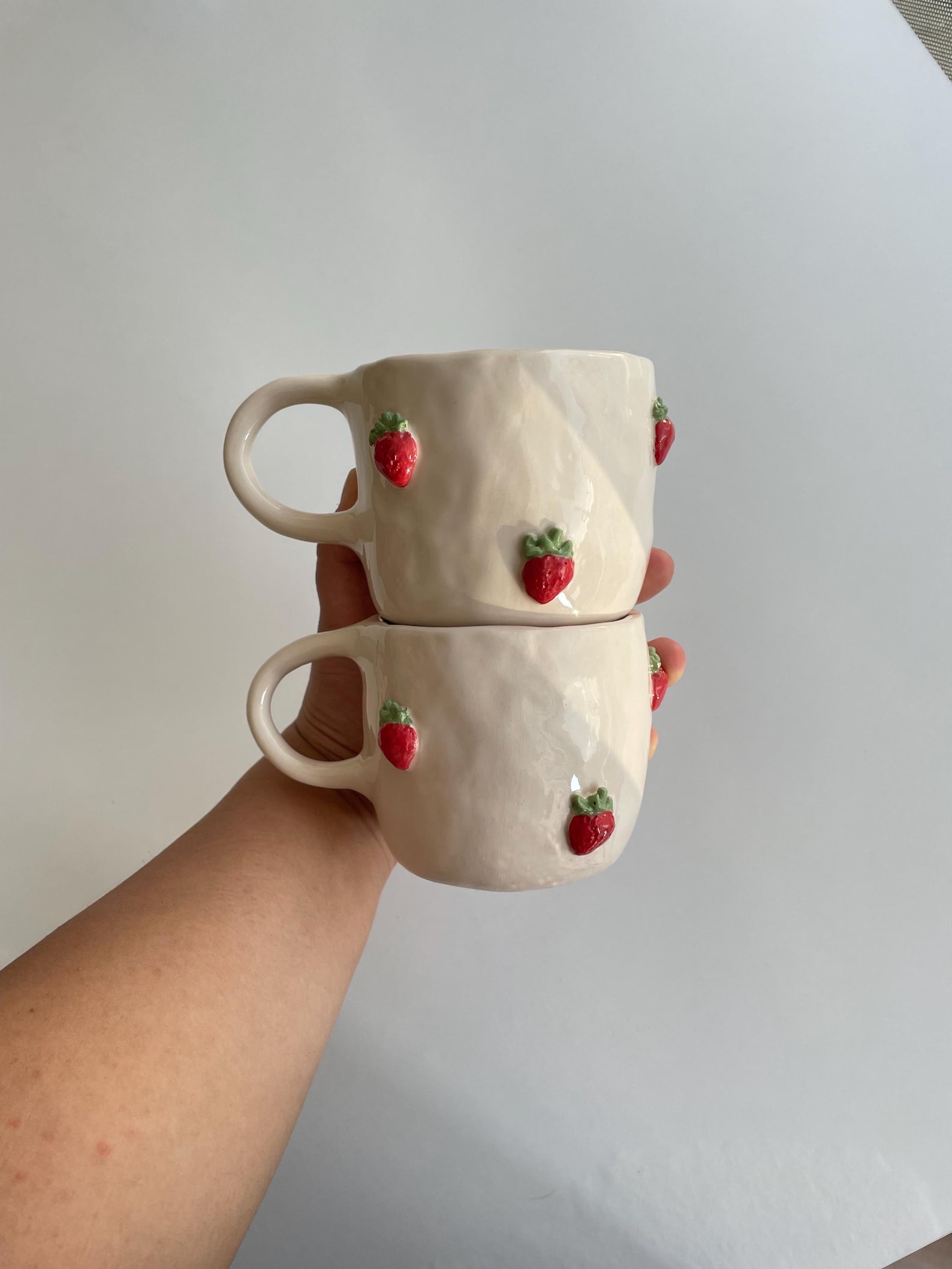 Strawberries Handmade Ceramic Mug 3D | 250 Ml | Handmade Coffee Mugs ...
