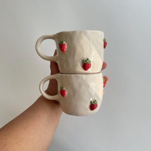 Strawberries Handmade Ceramic Mug 3D | 250 Ml | Handmade Coffee Mugs ...
