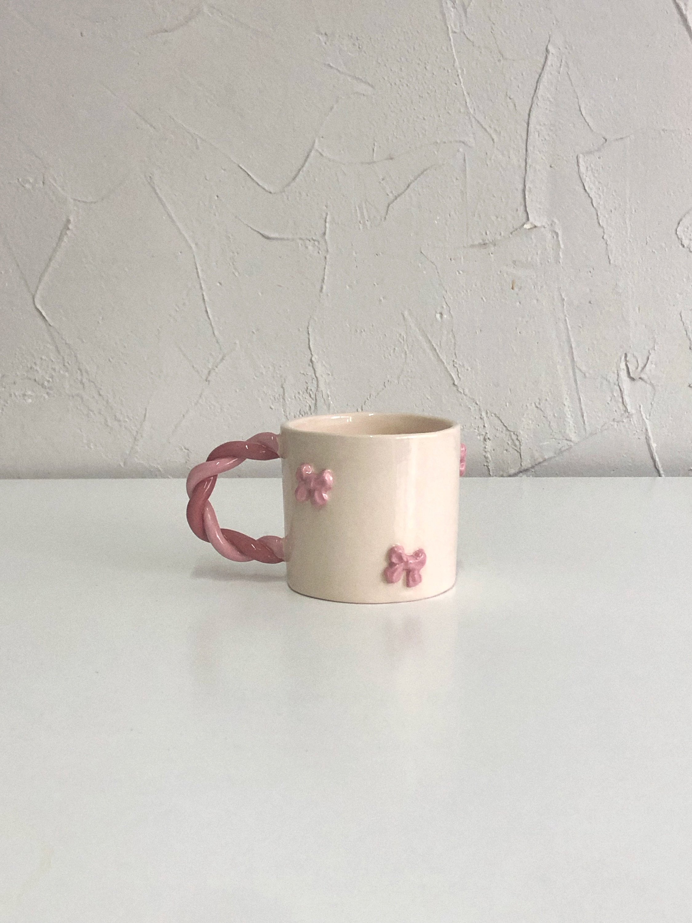 Little Pink Ribbon Bows Ceramic Mug 250 Ml Handmade Coffee Mugs ...