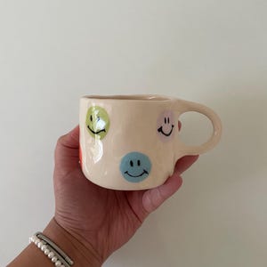 Smiley Face Handmade Ceramic Mug | 250 Ml | Handmade Coffee Mugs ...