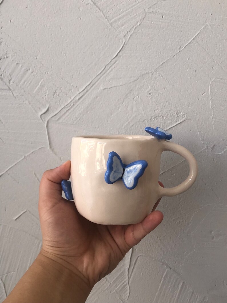 Butterfly Handmade Ceramic Mug 3D 250 Ml Handmade Coquette Coffee Mugs ...