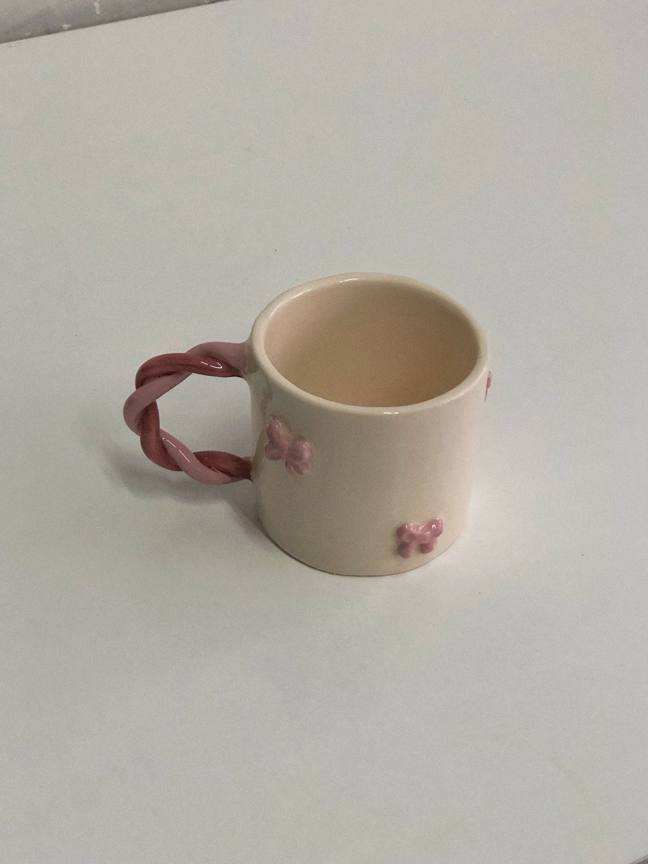Little Pink Ribbon Bows Ceramic Mug 250 Ml Handmade Coffee Mugs ...