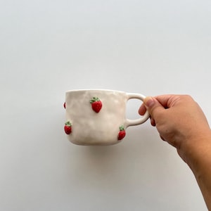 Strawberries Handmade Ceramic Mug 3D | 250 Ml | Handmade Coffee Mugs ...