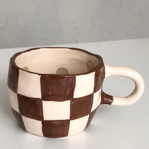 Handmade Checkered Ceramic Mug 200 Ml Handmade Coffee Mugs, Handmade ...