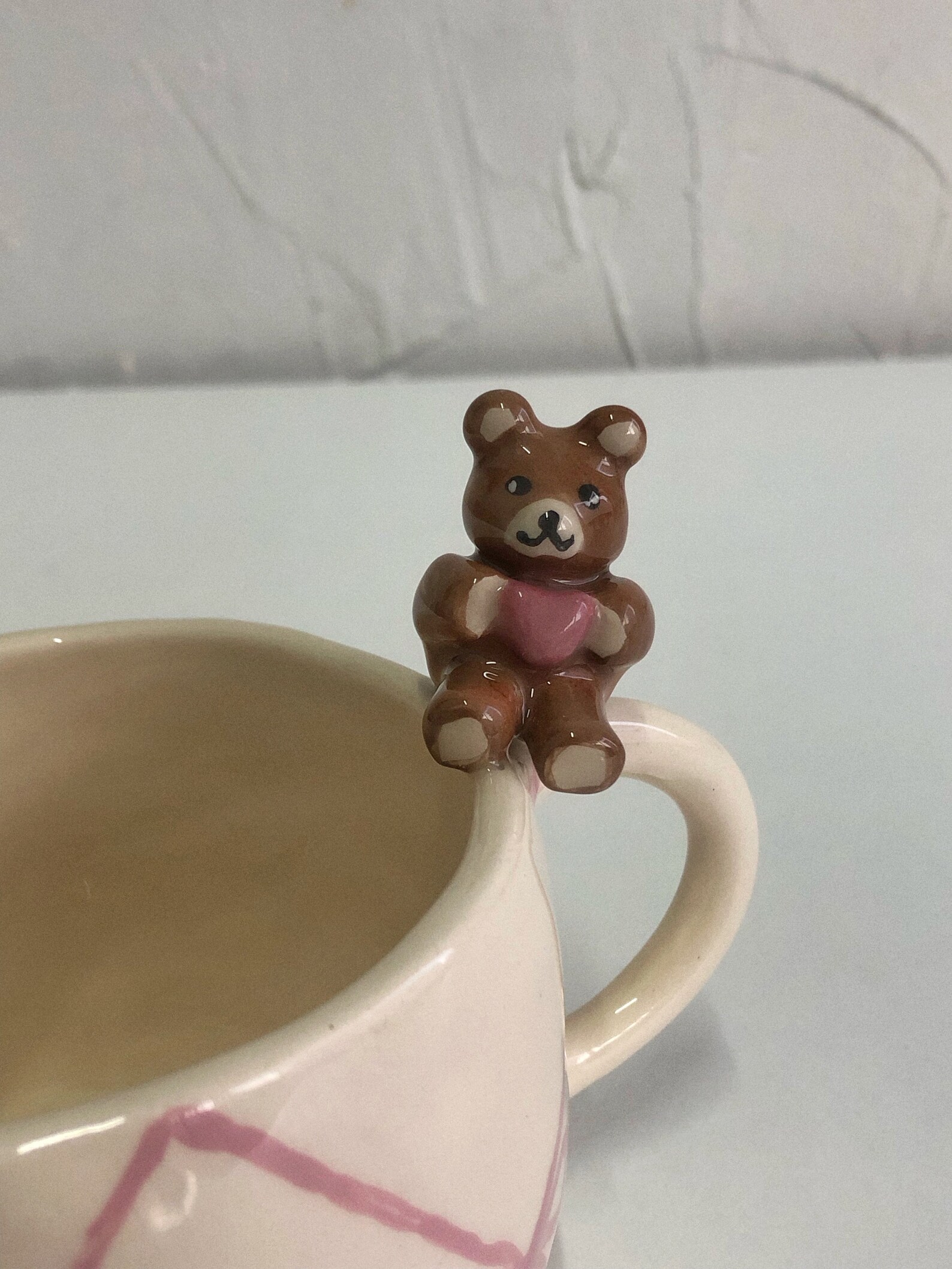 Teddy Bear Mug With Ribbon Bow Handmade Ceramic Mug 300 Ml Handmade ...