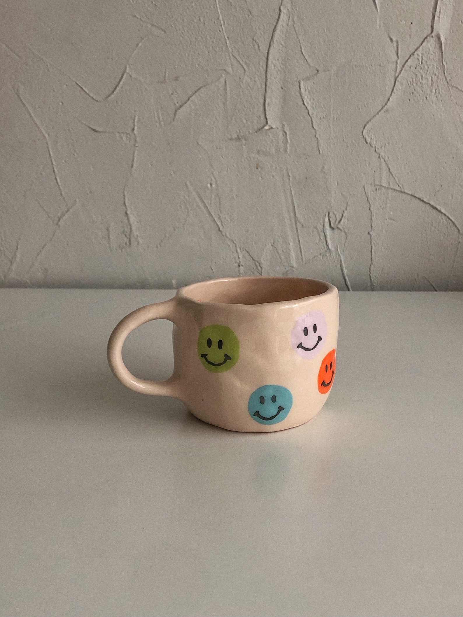 Smiley Face Handmade Ceramic Mug | 250 Ml | Handmade Coffee Mugs ...