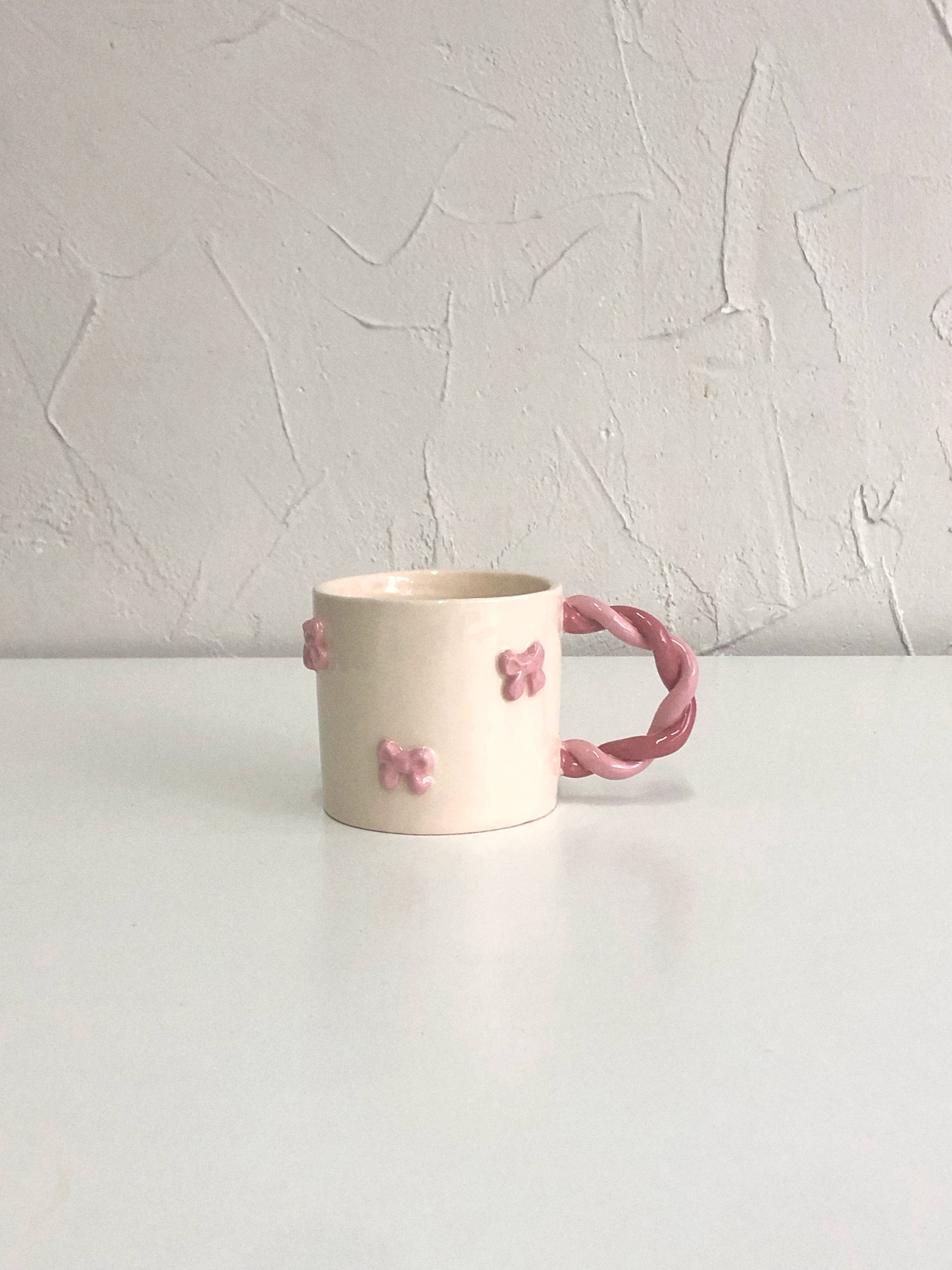Little Pink Ribbon Bows Ceramic Mug 250 Ml Handmade Coffee Mugs, Coquette Mug, Unique Valentines ...
