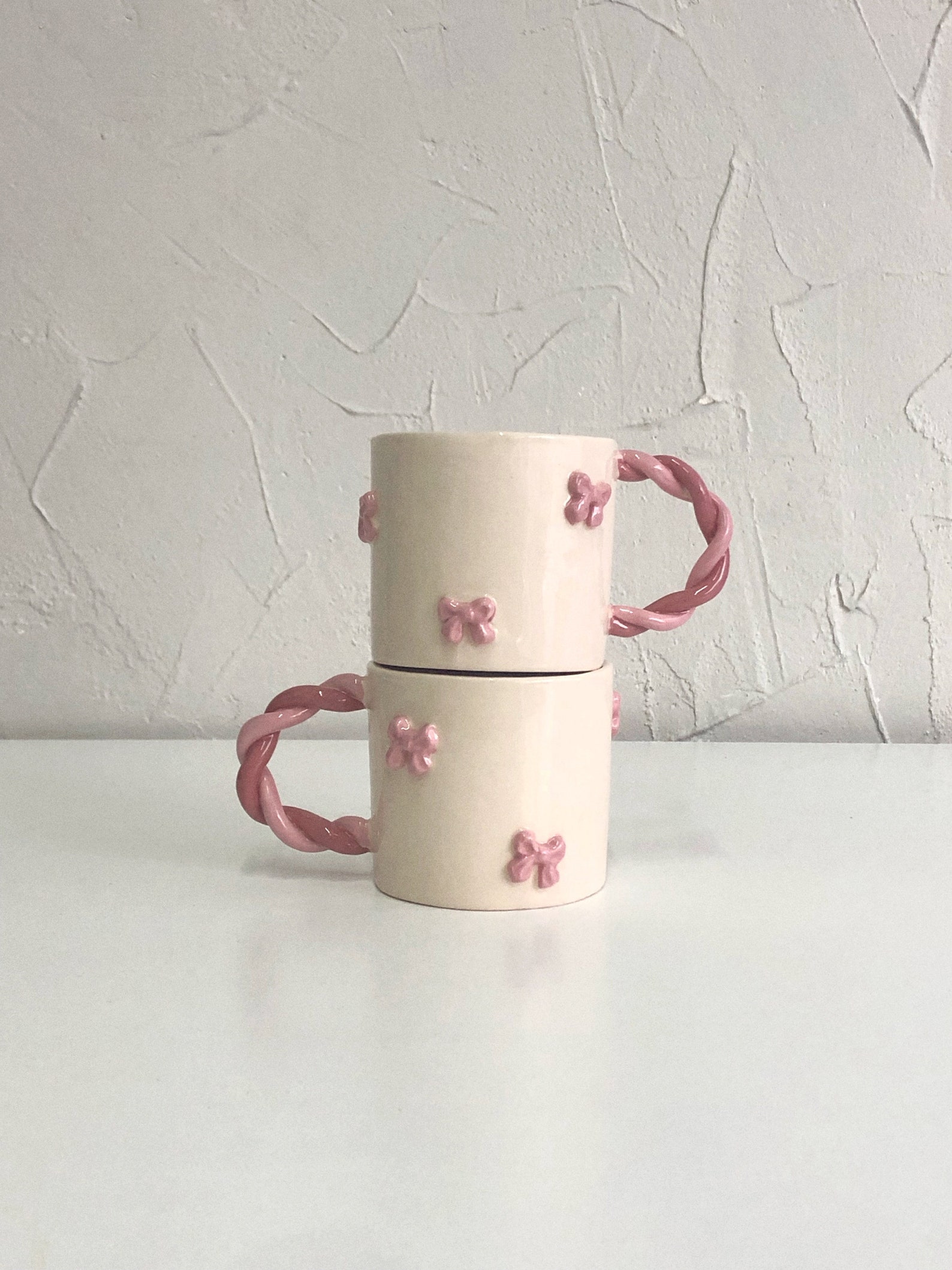 Little Pink Ribbon Bows Ceramic Mug 250 Ml Handmade Coffee Mugs, Coquette Mug, Unique Valentines ...