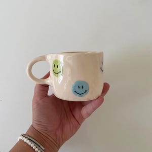Smiley Face Handmade Ceramic Mug | 250 Ml | Handmade Coffee Mugs ...