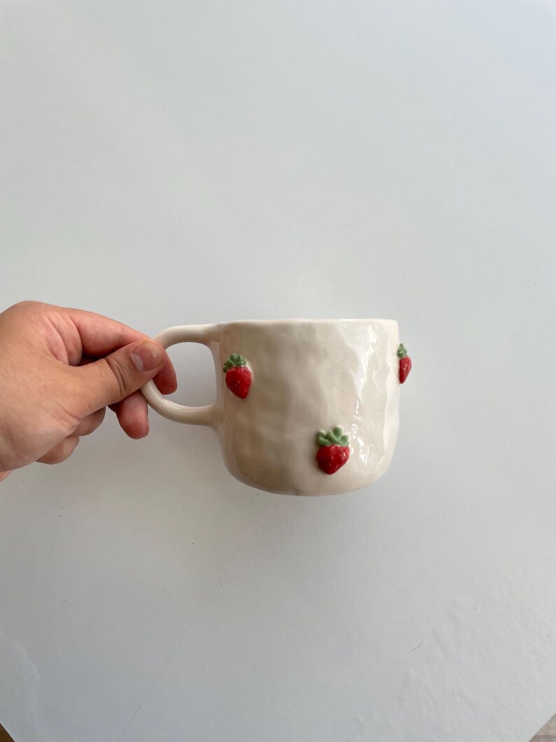 Strawberries Handmade Ceramic Mug 3D | 250 Ml | Handmade Coffee Mugs ...