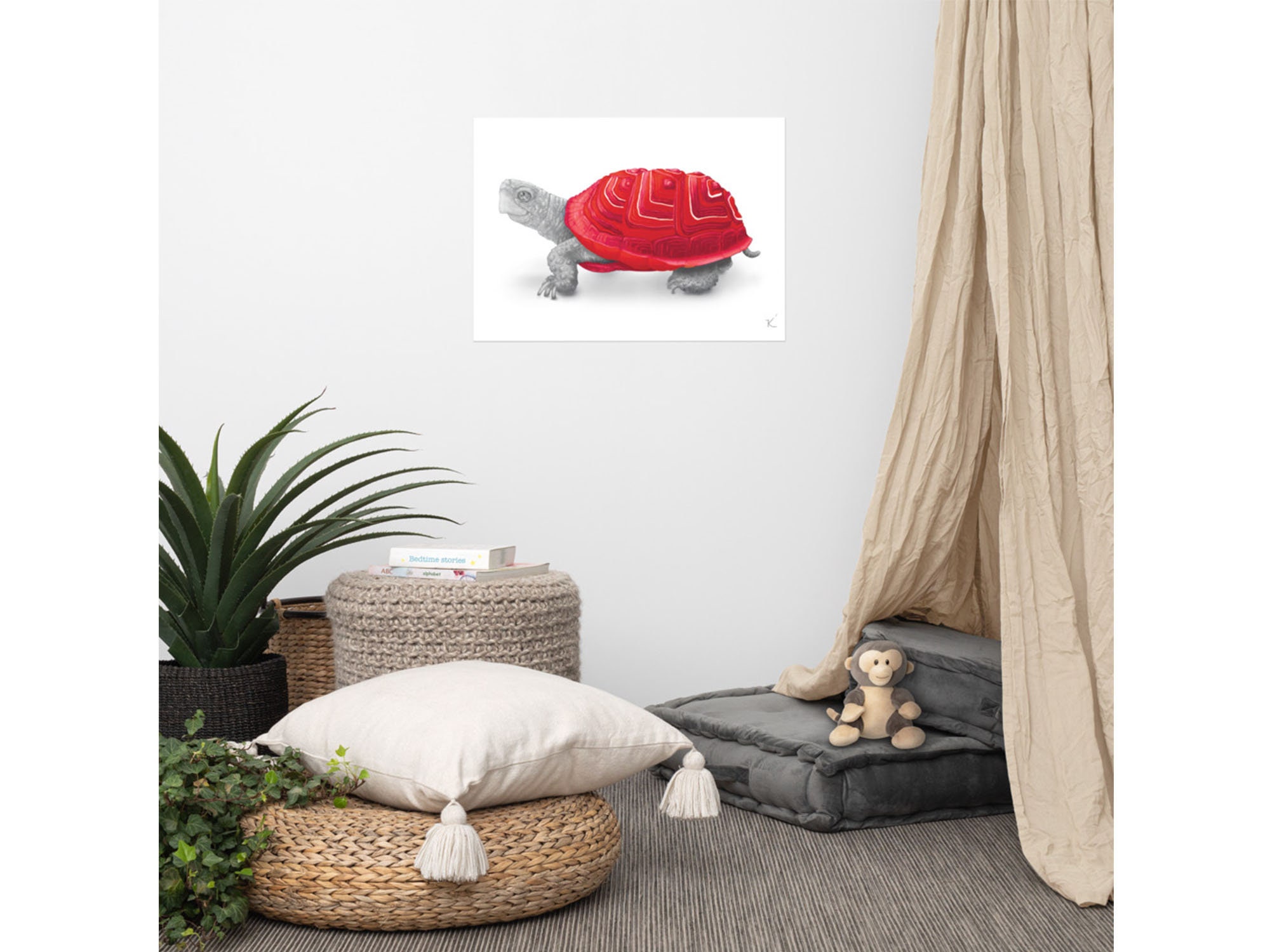 Friendly Box Turtles Range, Graphite Turtle Drawing With Red, Blue ...