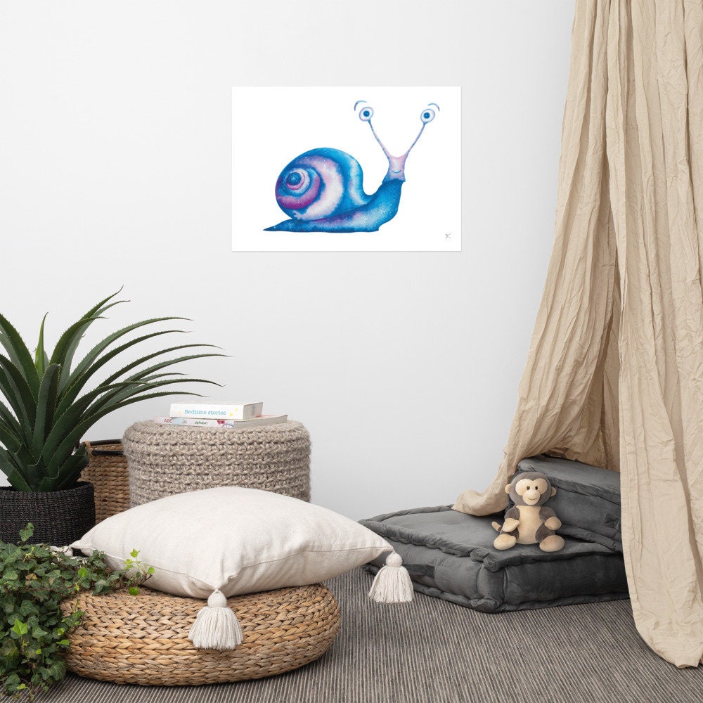 The Cosmic Snail, Cute Childrens Wall Art, for the Young Scientist - Etsy