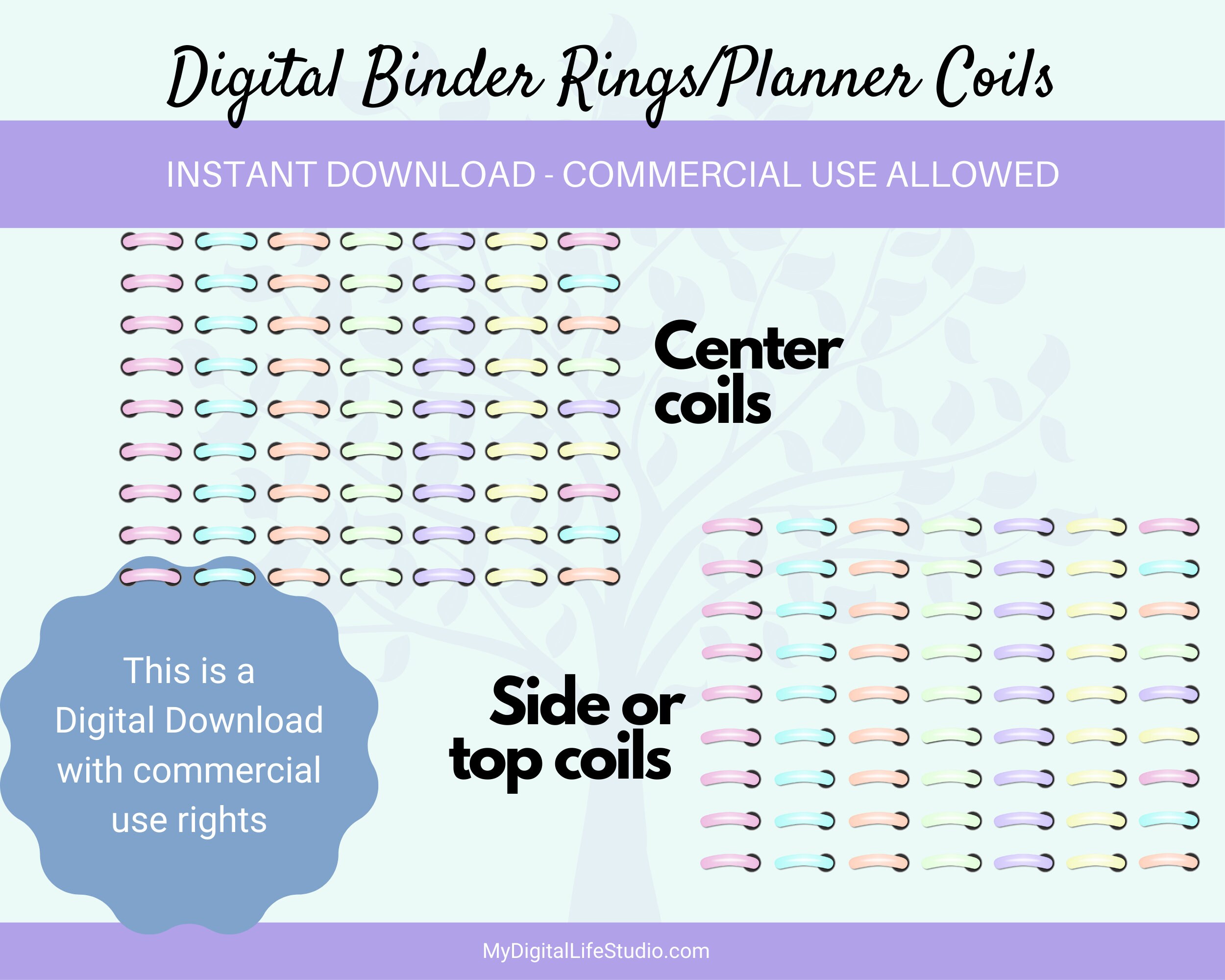 Pastel Colored Binder Rings Digital Planner Wire Coils for Digital ...
