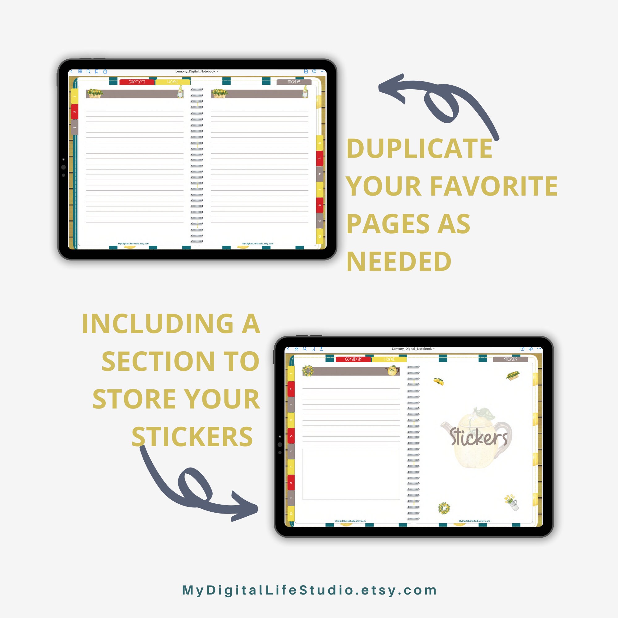 Lemony Digital Notebook | Use With Goodnotes | Noteshelf | Notability ...