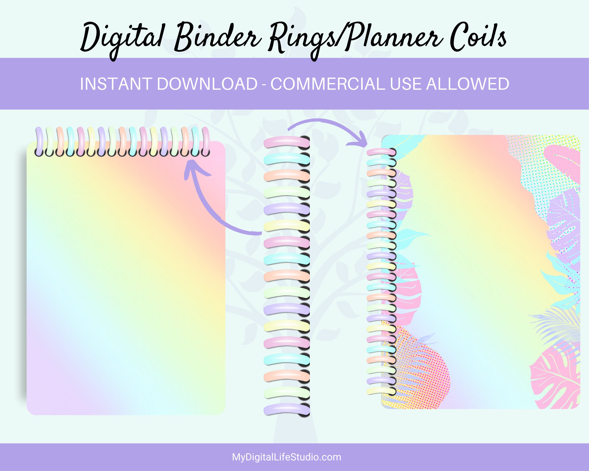 Pastel Colored Binder Rings Digital Planner Wire Coils for Digital ...