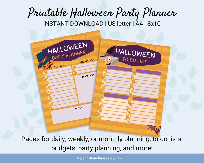 Printable Halloween Planner | Party Planner | Weekly | Monthly | Daily ...