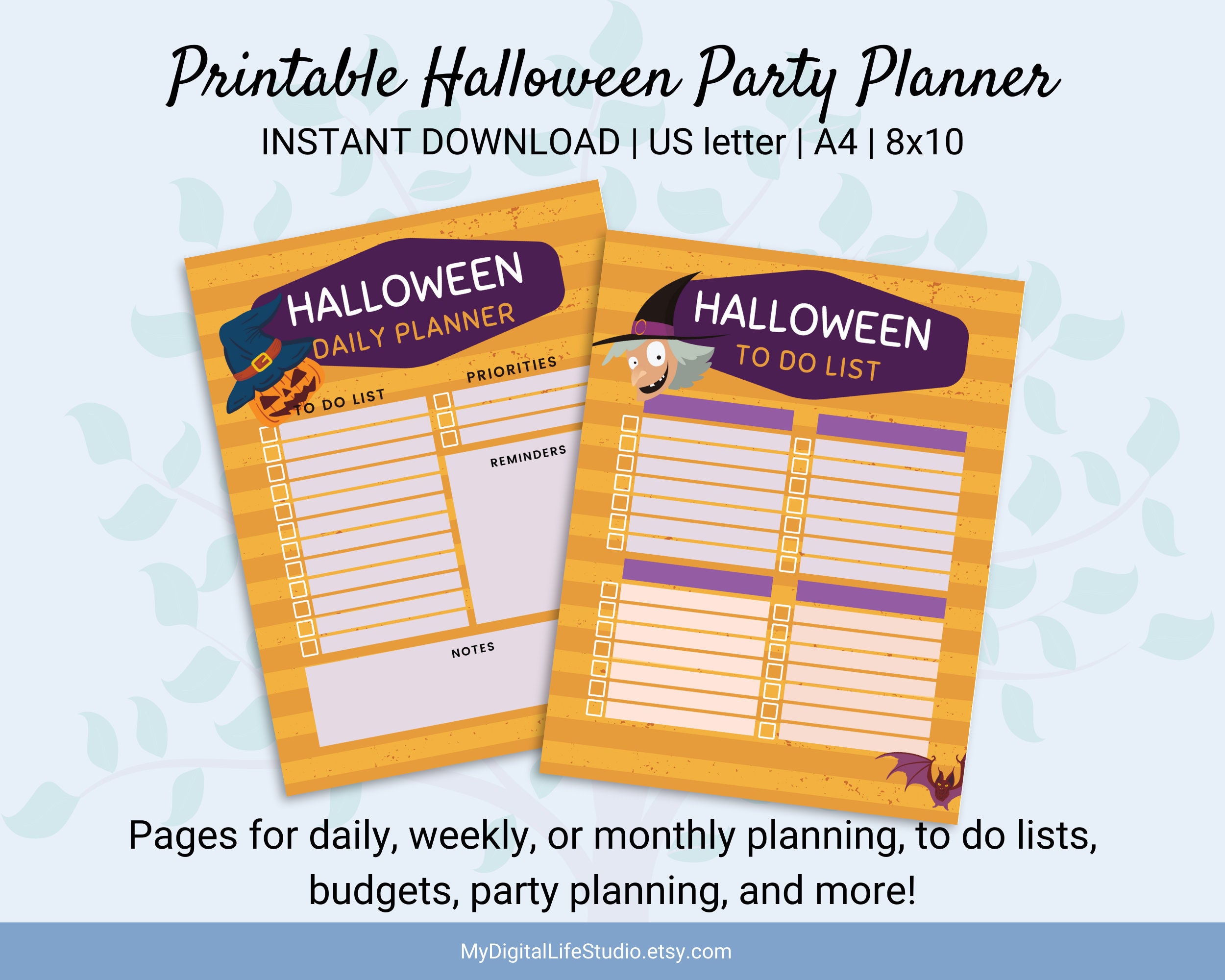 Printable Halloween Planner | Party Planner | Weekly | Monthly | Daily ...